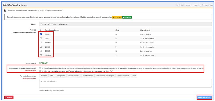 Constancia de tercio, quinto y décimo superior - Portal del Estudiante
