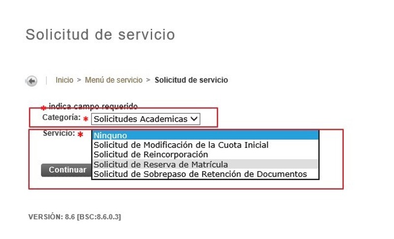 Reserva de matrícula | Portal del Estudiante de la Universidad Continental